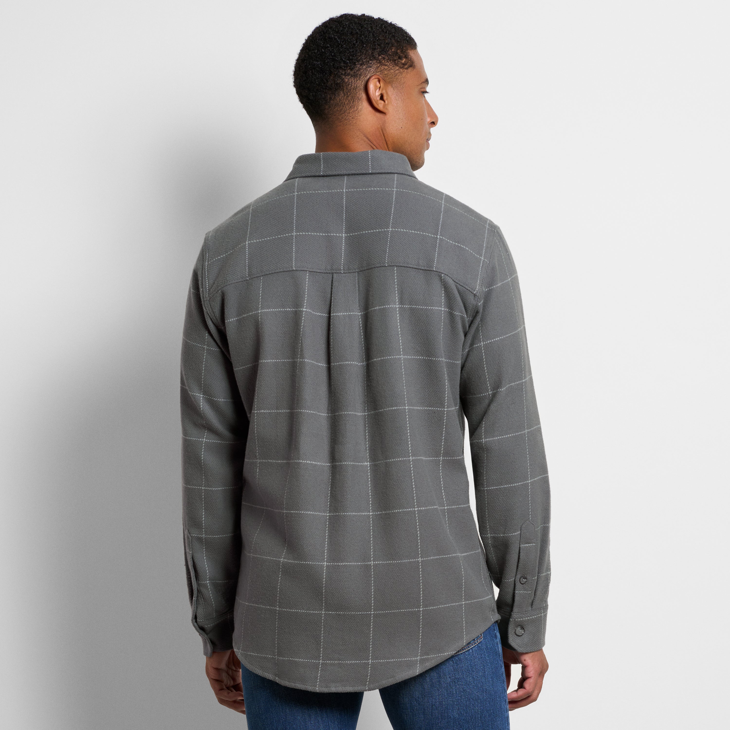 Essential Brushed Twill Shirt Jacket Check Print – Regular Fit – Van Heusen