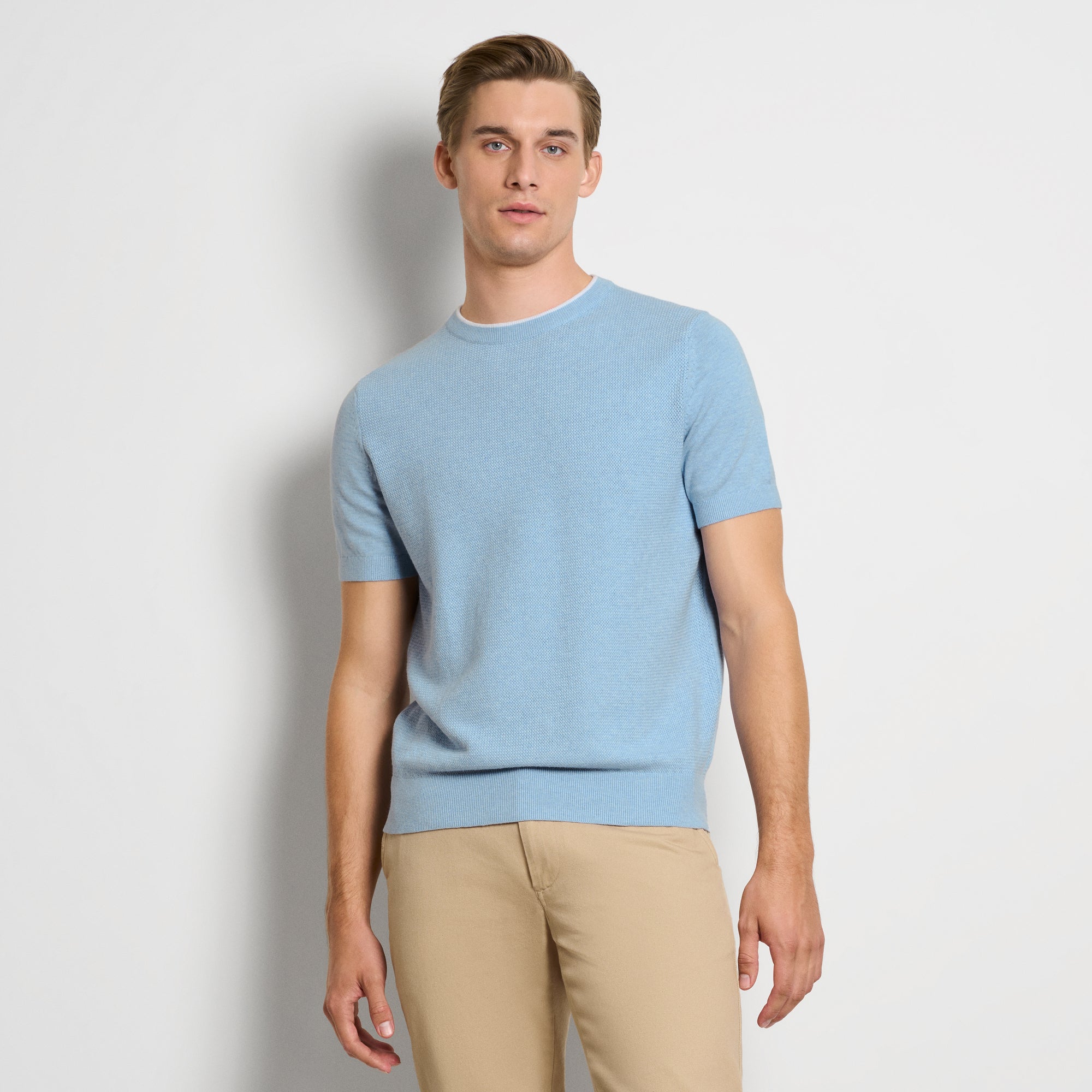 Temp Control Short Sleeve Crewneck Sweater Knit Top – Van Heusen