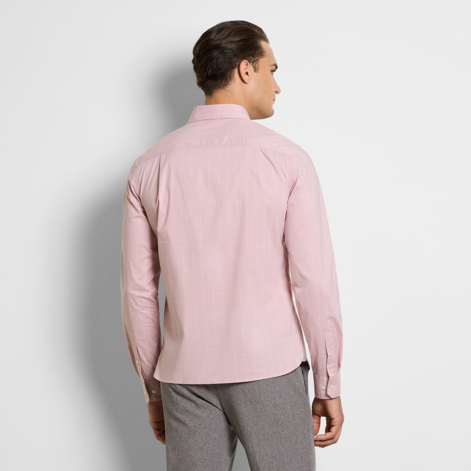 Cronbie Long Sleeve Slim Fit Stain Shield Grid Pattern Shirt – Van Heusen